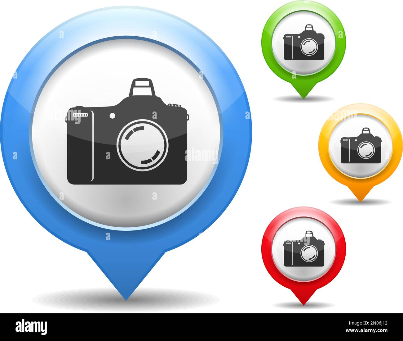 Map marker with icon of a camera, vector eps10 illustration Stock ...