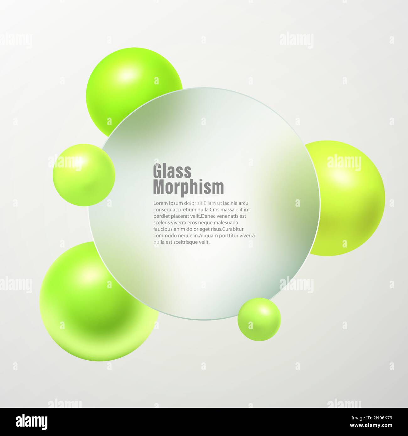 Green geometric spheres. Transparent glass morphism glass background ...