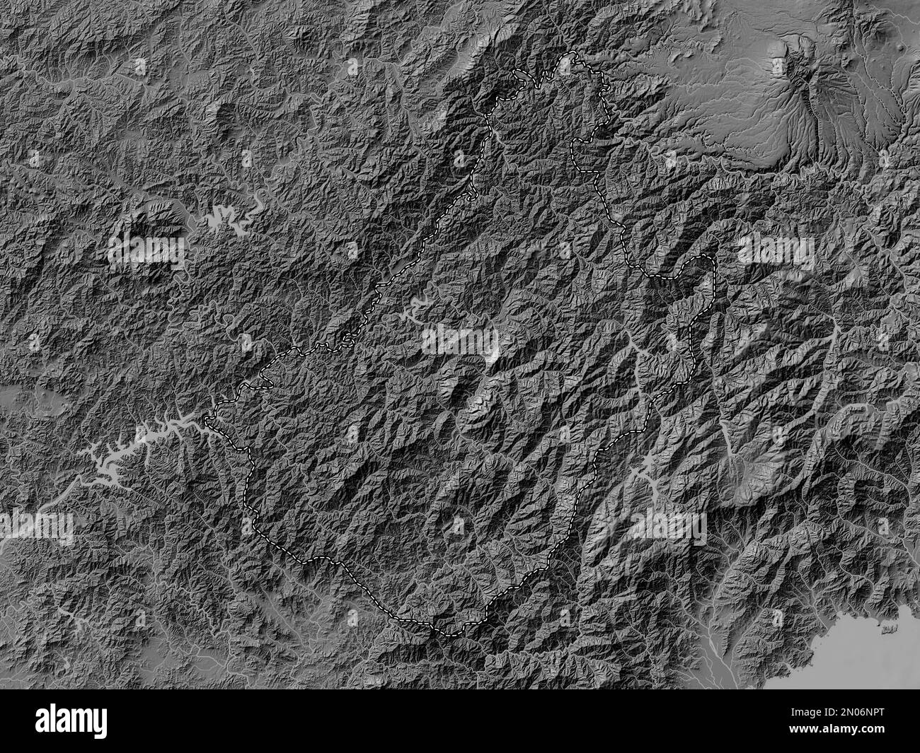 Chagang-do, province of North Korea. Bilevel elevation map with lakes ...