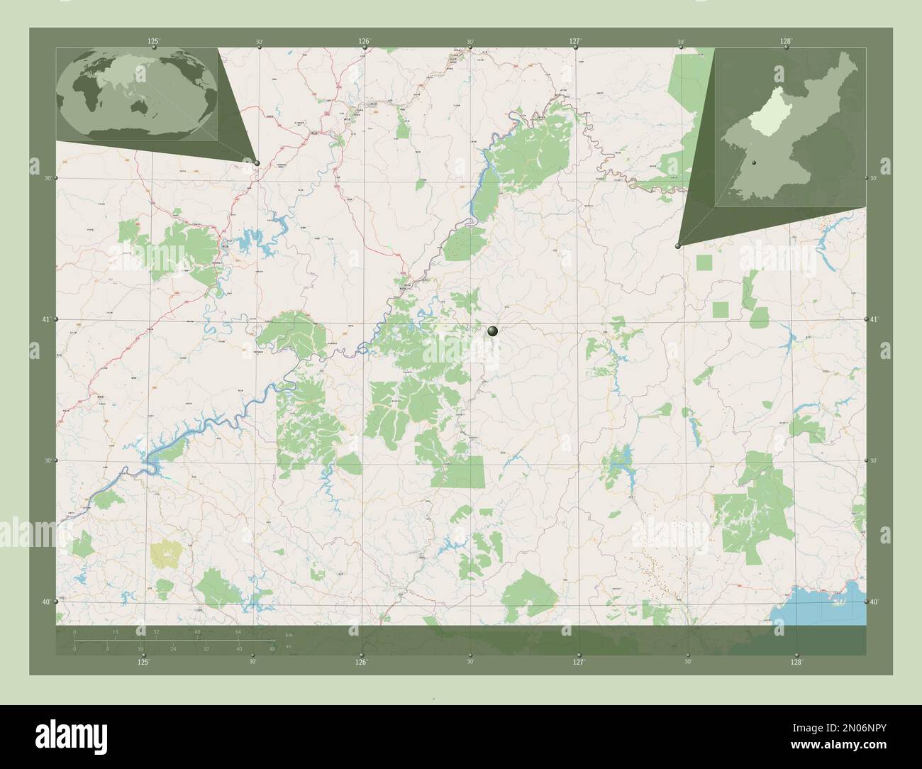 Chagang-do, province of North Korea. Open Street Map. Corner auxiliary ...