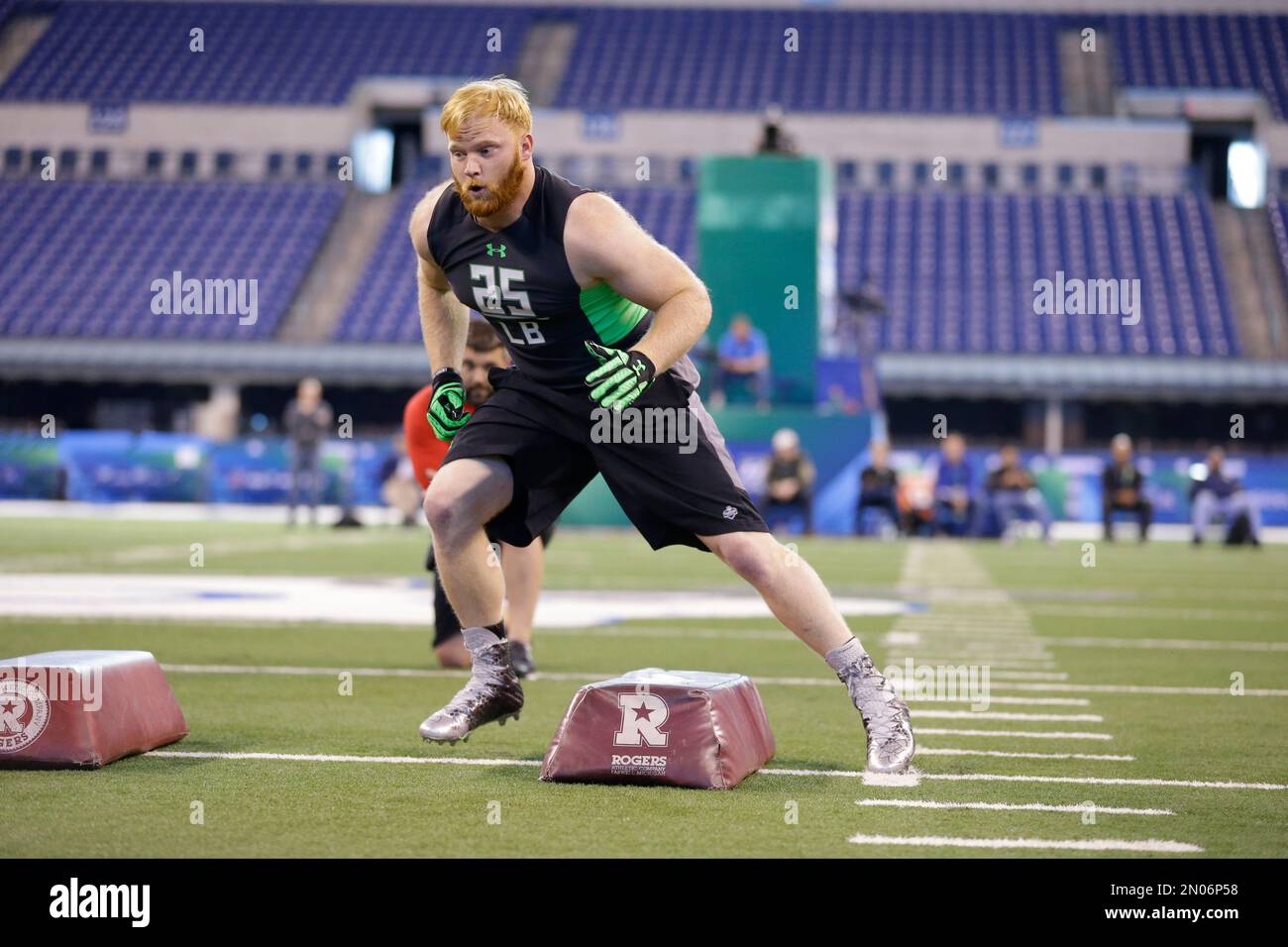 Temple linebacker Tyler Matakevich runs a drill at the NFL football ...
