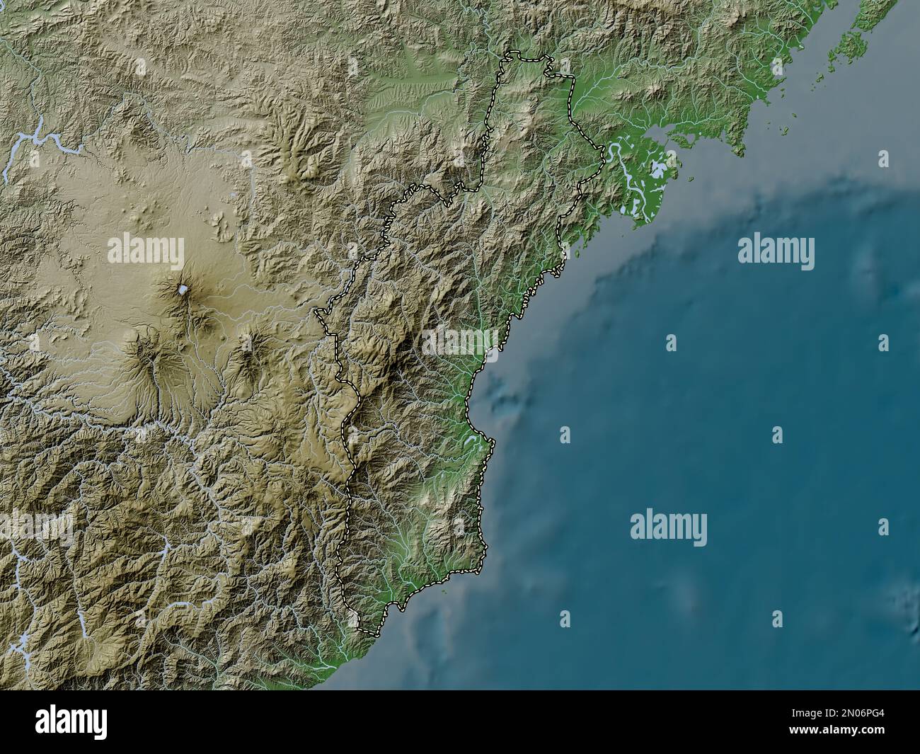 Hamgyong-bukto, province of North Korea. Elevation map colored in wiki ...