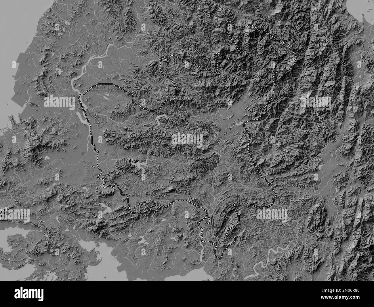Hwanghae-bukto, province of North Korea. Bilevel elevation map with ...