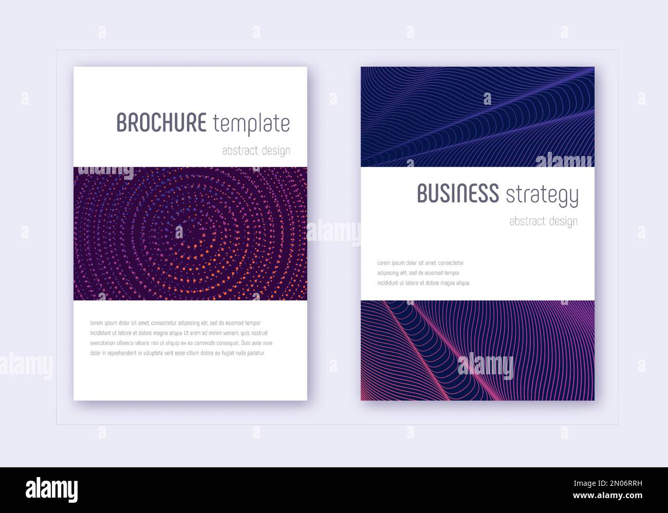 Minimalistic cover design template set. Violet abstract lines on dark ...