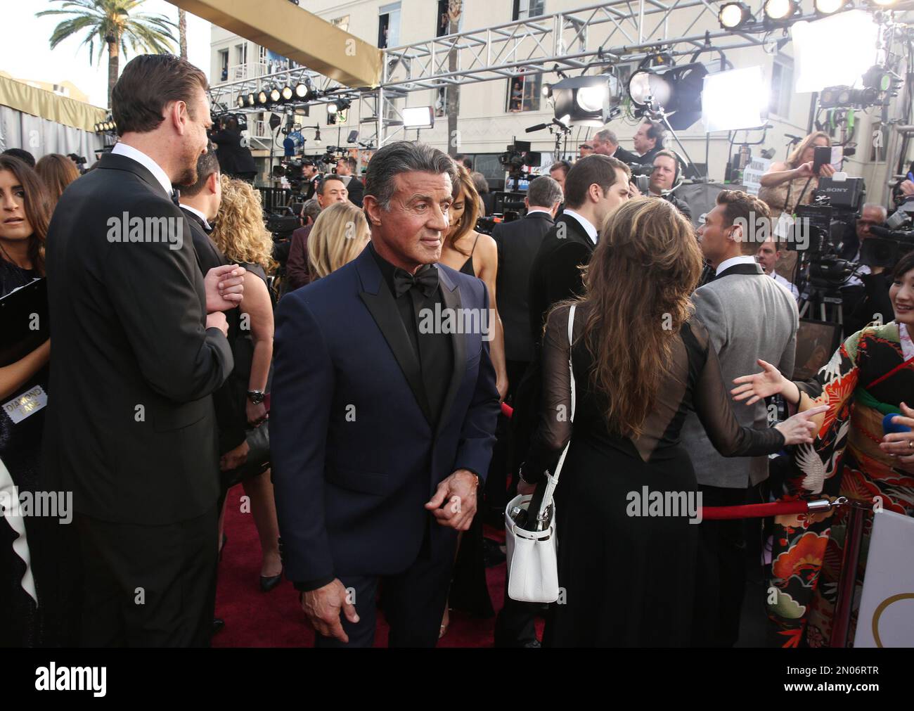Sylvester Stallone arrives at the Oscars on Sunday, Feb. 28, 2016, at ...
