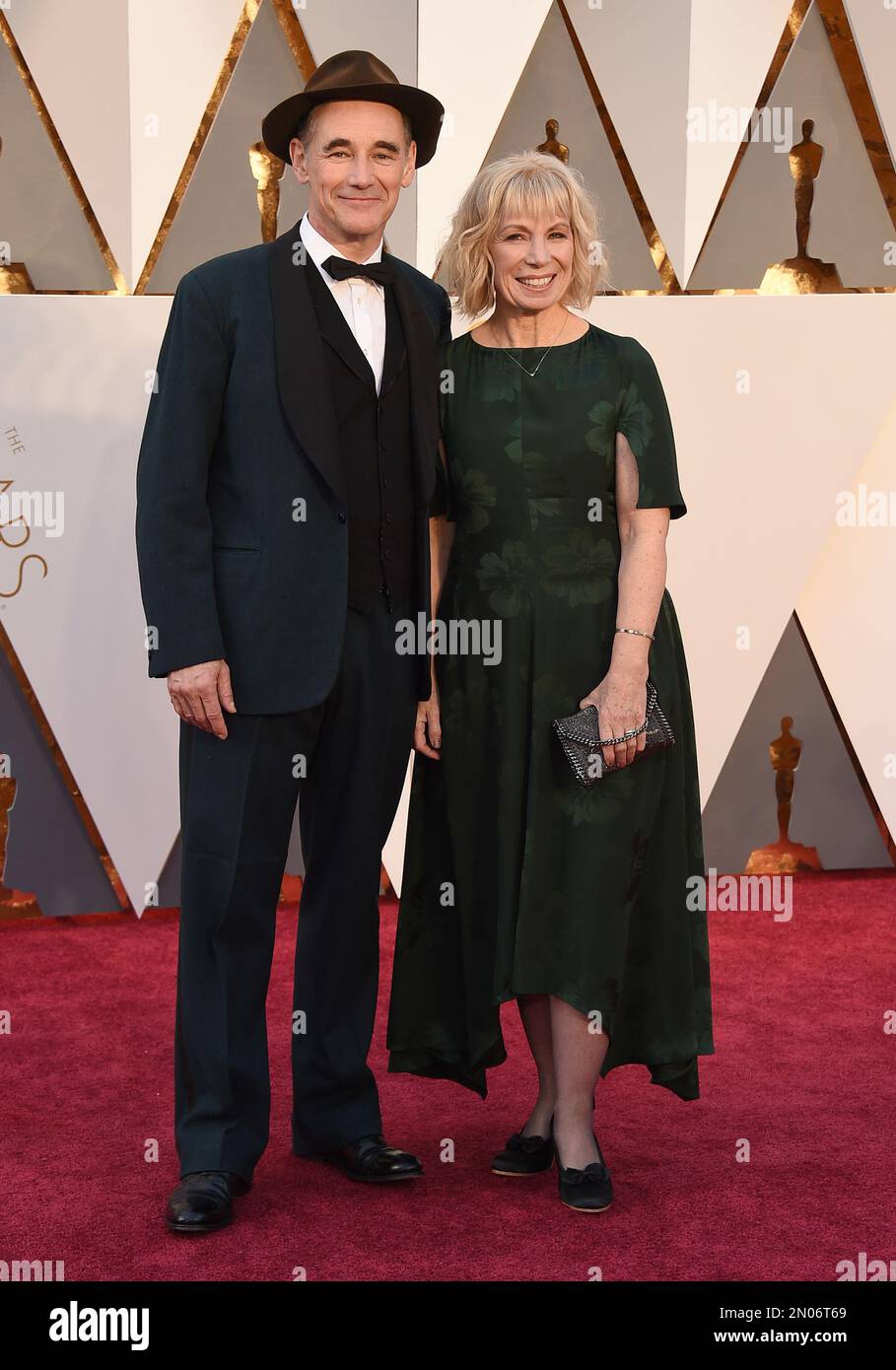 Mark Rylance, left, and Claire van Kampen arrive at the Oscars on ...