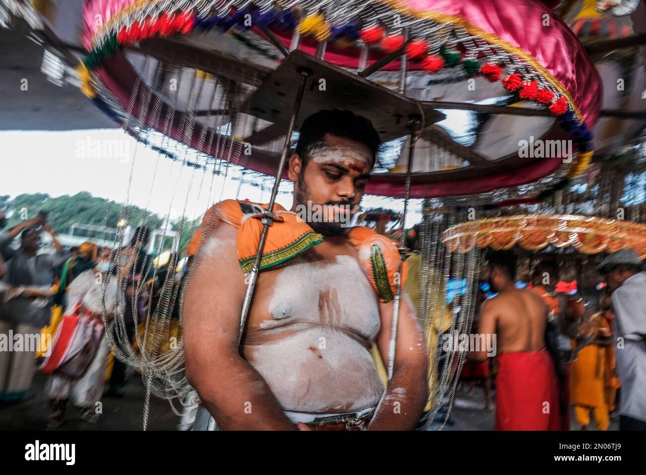 Batu Caves, Malaysia. 05th Feb, 2023. A Hindu devotee seen in a state ...