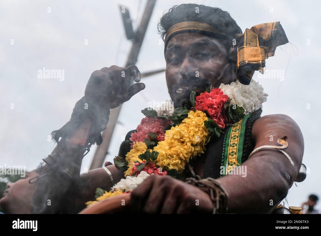 Batu Caves, Malaysia. 05th Feb, 2023. A Hindu devotee seen in a state ...
