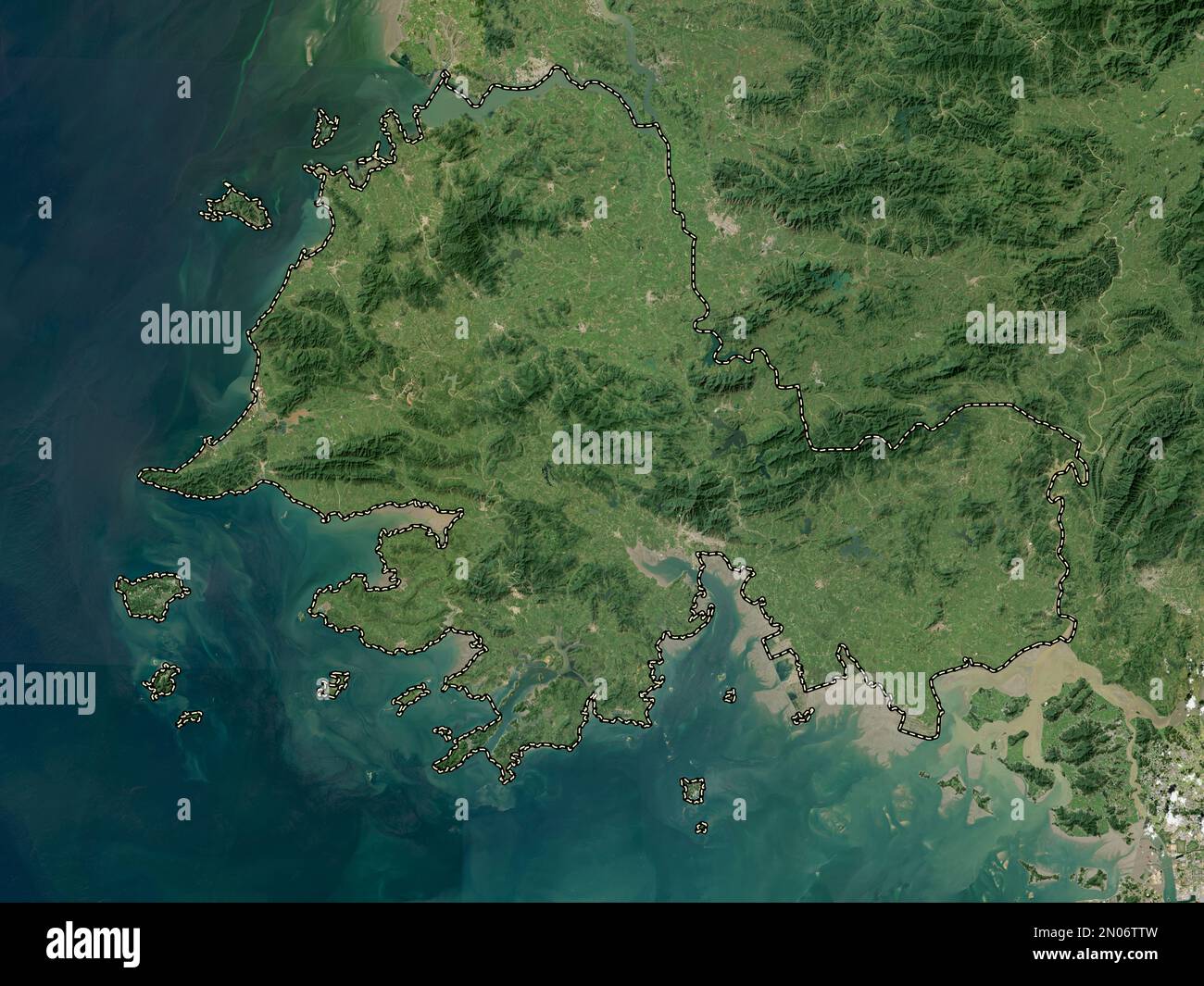 Hwanghae-namdo, province of North Korea. Low resolution satellite map ...