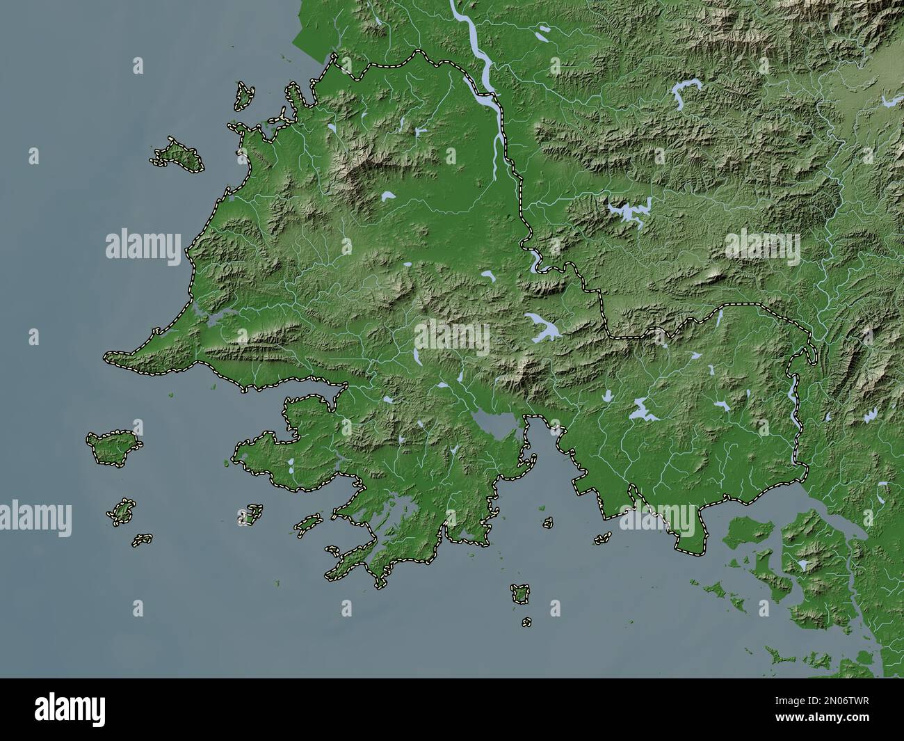 Hwanghae-namdo, province of North Korea. Elevation map colored in wiki ...