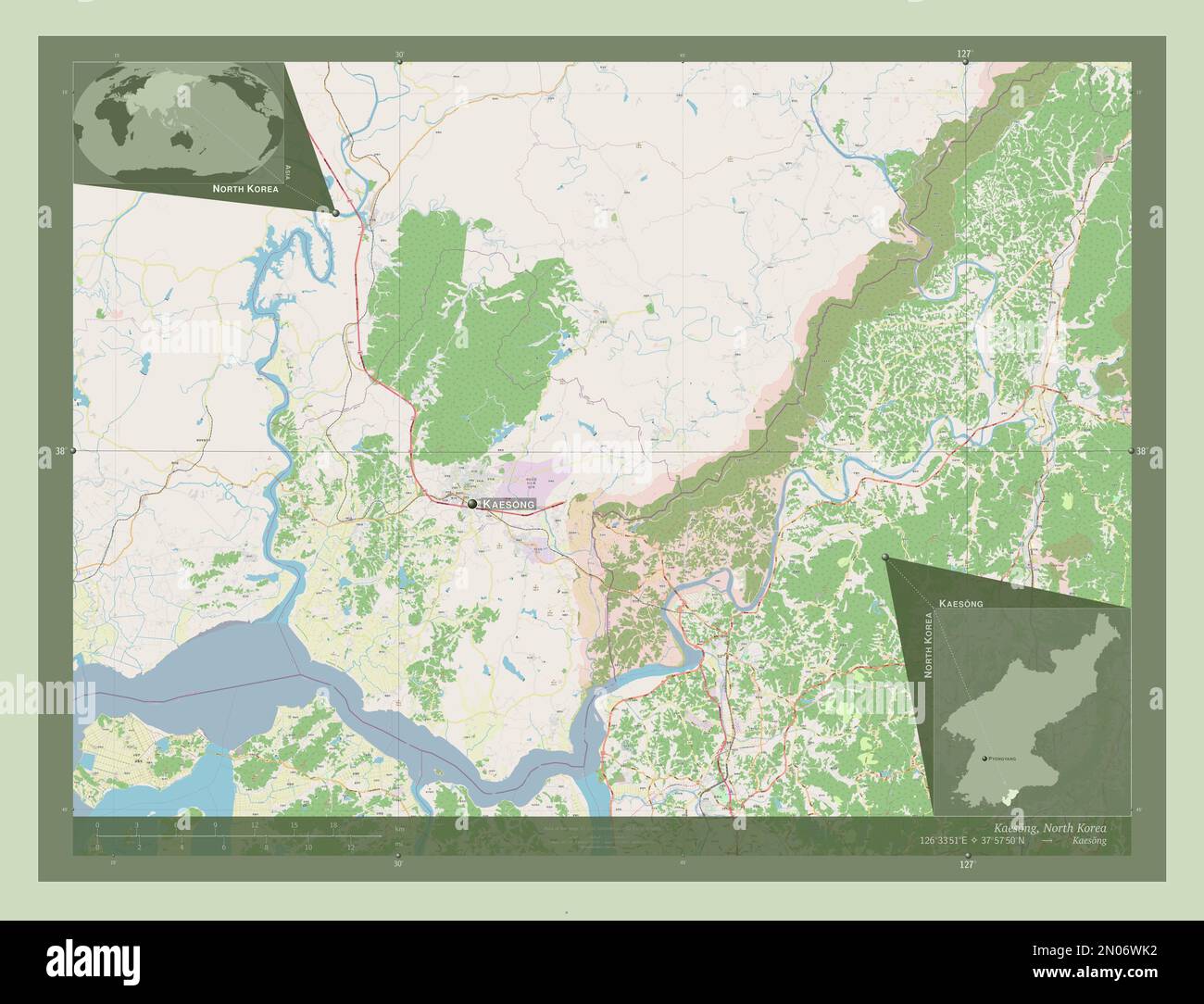 Kaesong, special administrative region of North Korea. Open Street Map ...