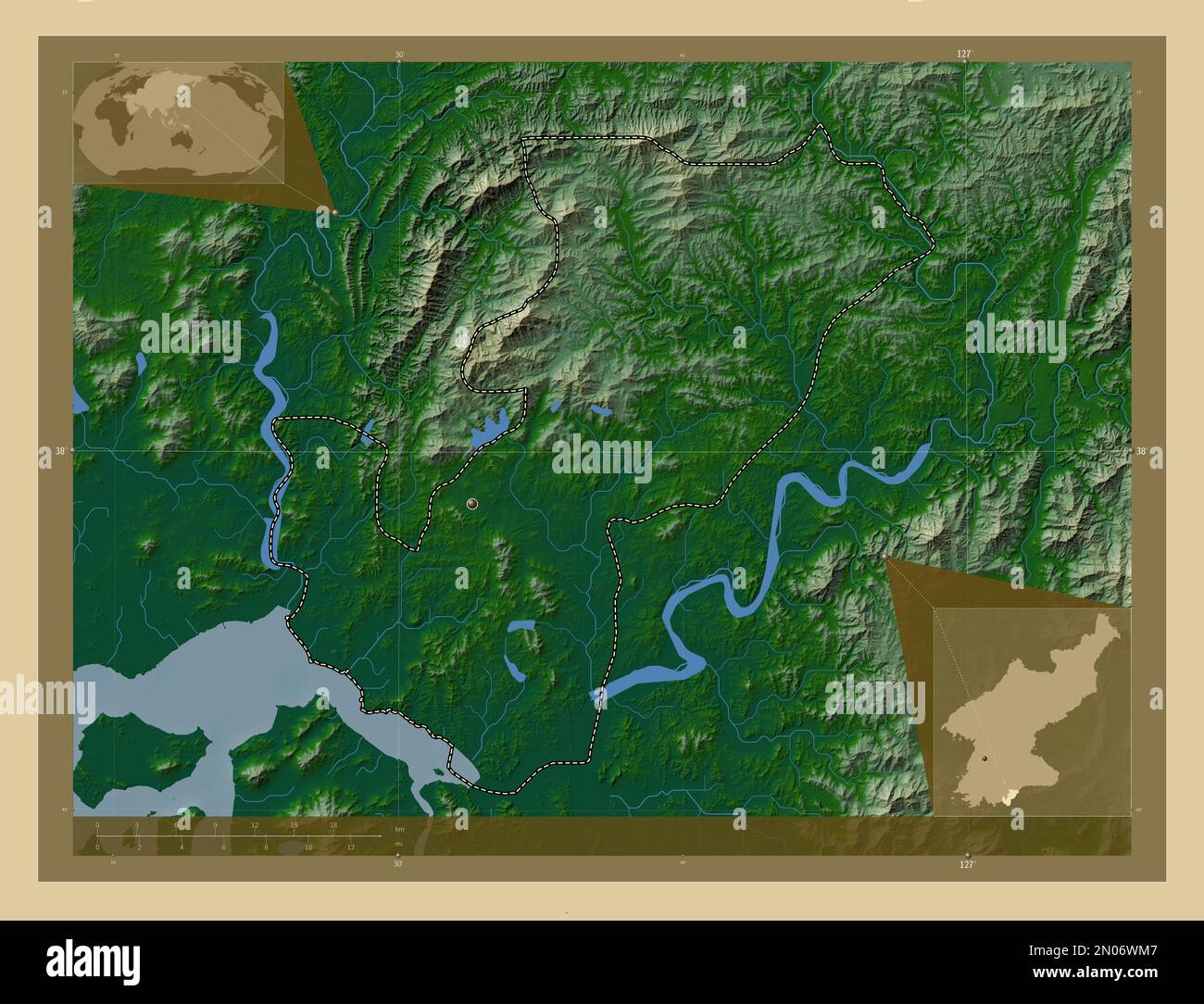 Kaesong, special administrative region of North Korea. Colored ...