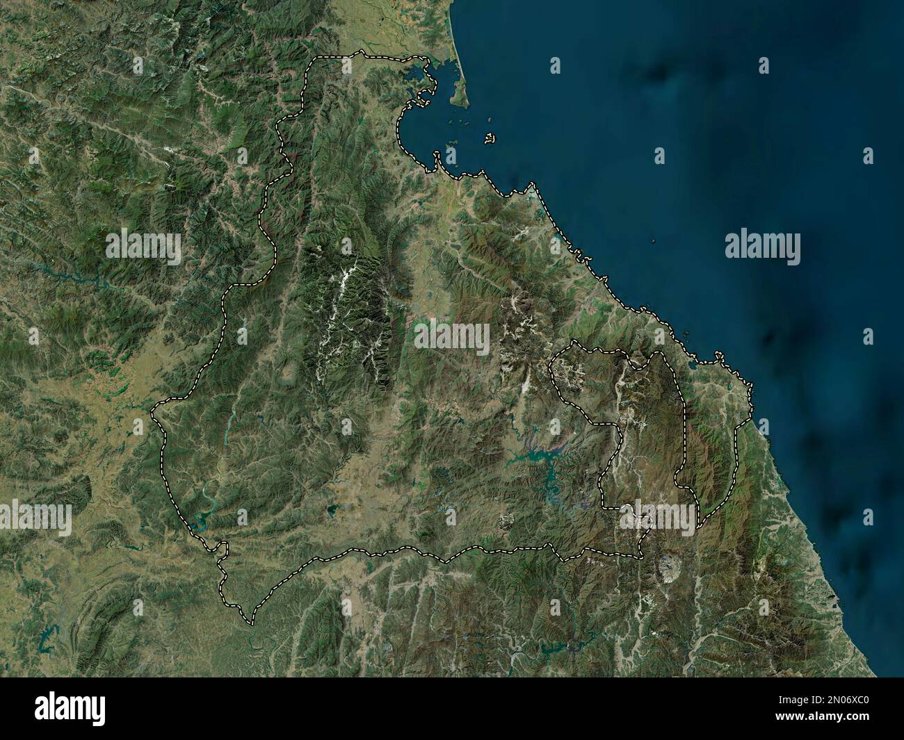 Kangwon-do, province of North Korea. High resolution satellite map ...