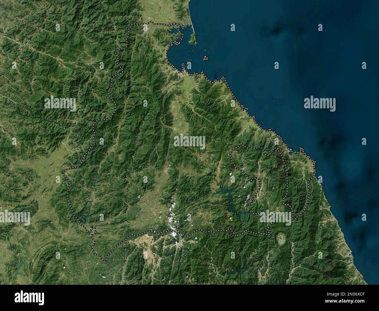 Kangwon-do, province of North Korea. Low resolution satellite map Stock ...