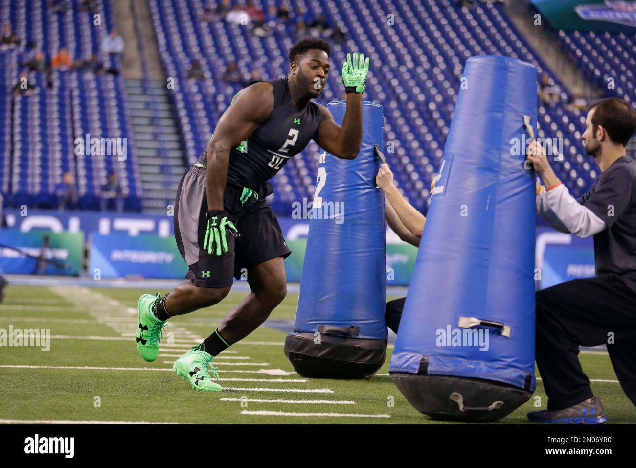 Georgia defensive lineman Sterling Bailey runs a drill at the NFL ...