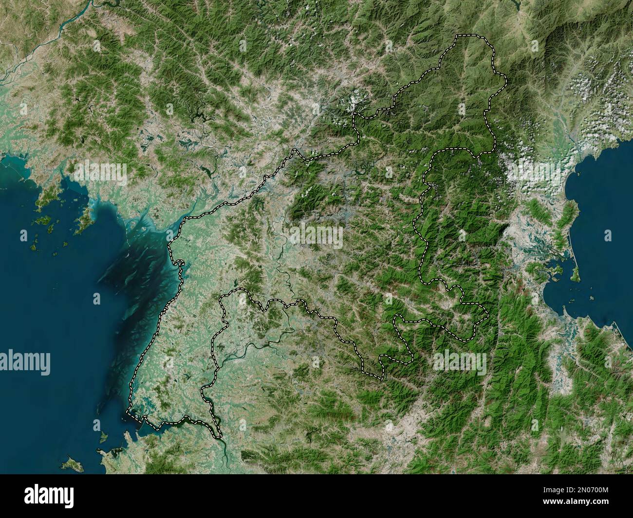 P'yongan-namdo, province of North Korea. High resolution satellite map ...