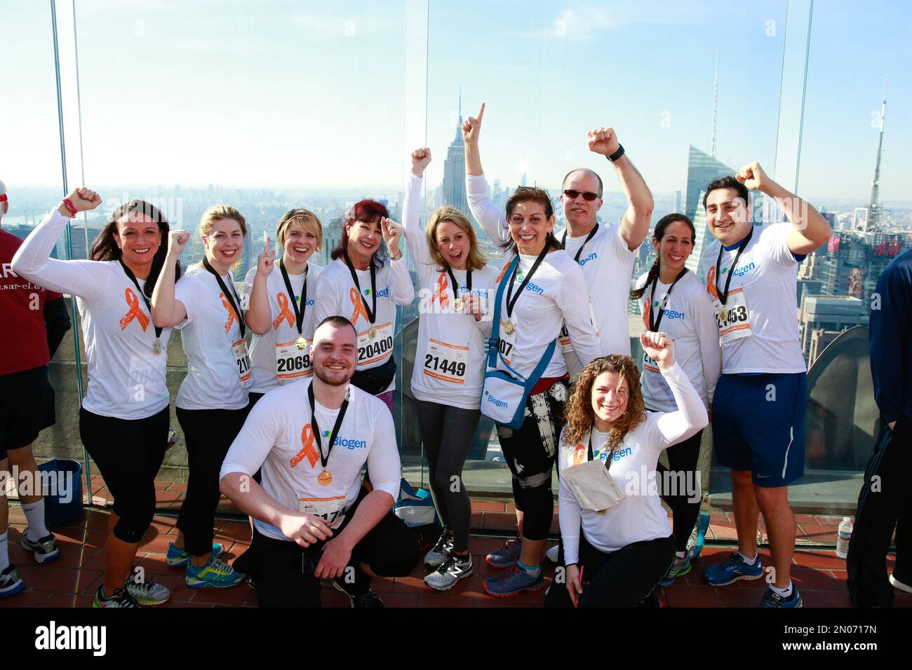 IMAGE DISTRIBUTED FOR BIOGEN - Biogen team members celebrate at the end ...