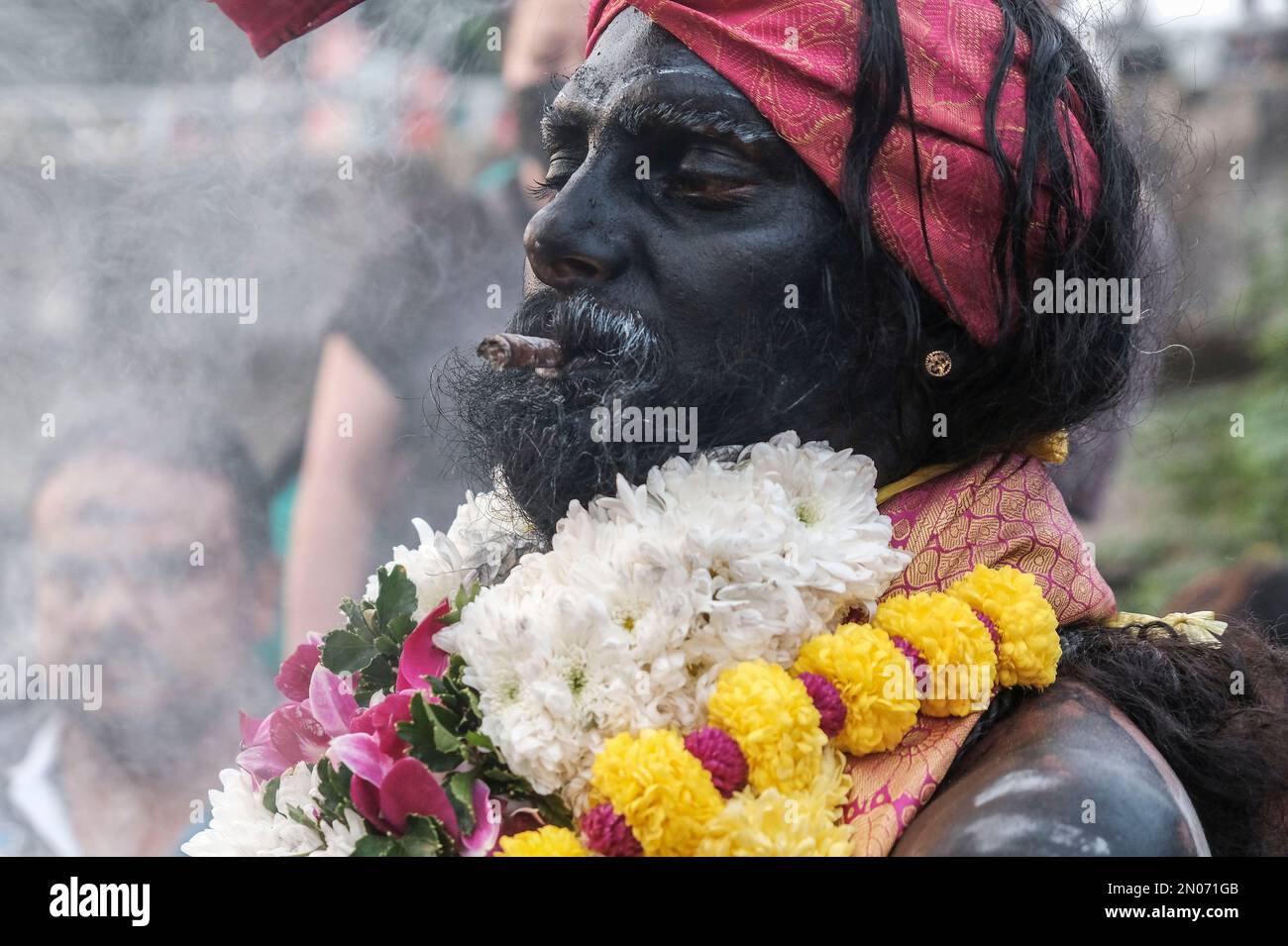 Batu Caves, Malaysia. 05th Feb, 2023. A Hindu devotee seen in a state ...