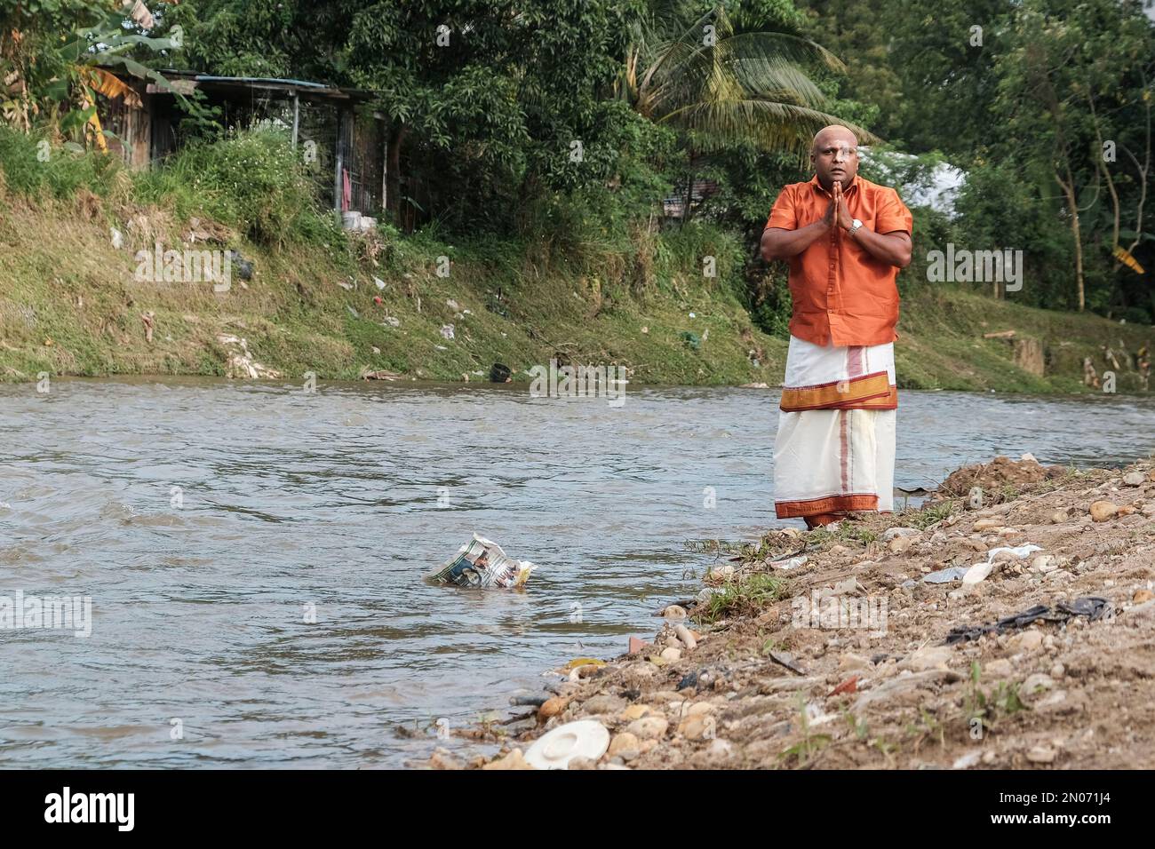 Batu Caves, Malaysia. 05th Feb, 2023. A Hindu devotee performs a ritual ...