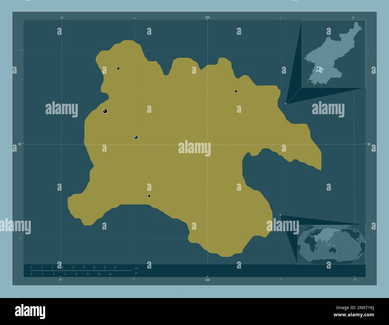 P'yongyang, special city of North Korea. Solid color shape. Locations ...
