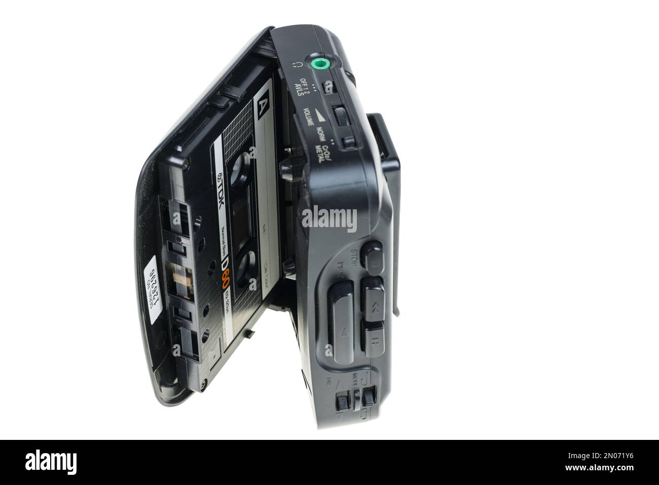 Close-up view of Sony Walkman audio player with TDK audio cassette ...