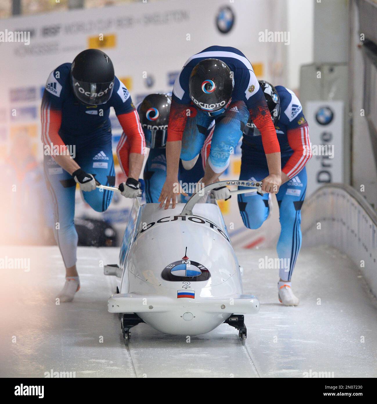 Russia's driver Alexander Kasjanov, front, and his pushers Maxim ...