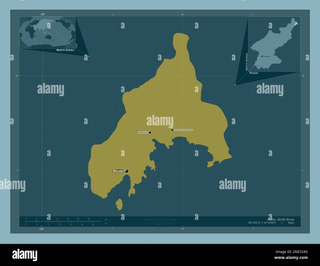 Rason, directly governed city of North Korea. Solid color shape ...
