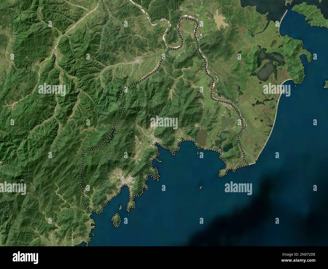 Rason, directly governed city of North Korea. Low resolution satellite ...