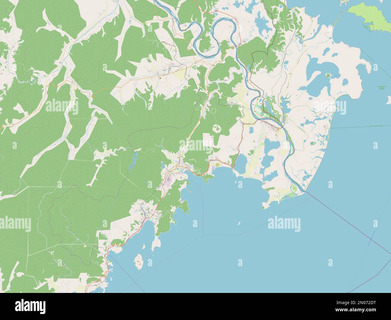 Rason, directly governed city of North Korea. Open Street Map Stock ...