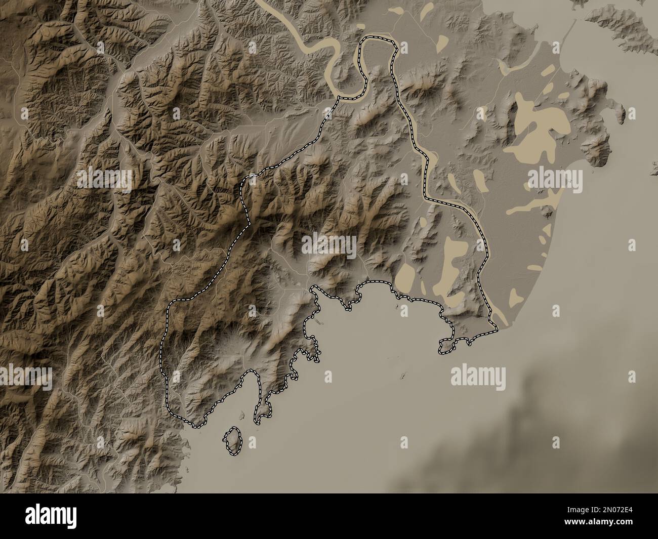 Rason, directly governed city of North Korea. Elevation map colored in ...