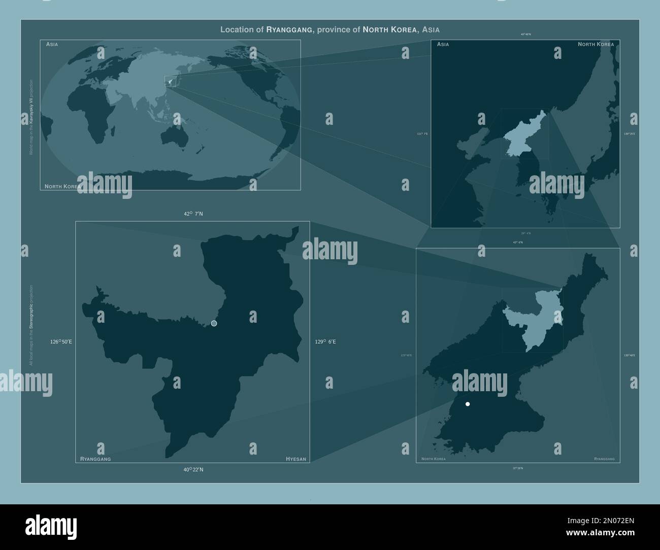 Ryanggang, province of North Korea. Diagram showing the location of the ...