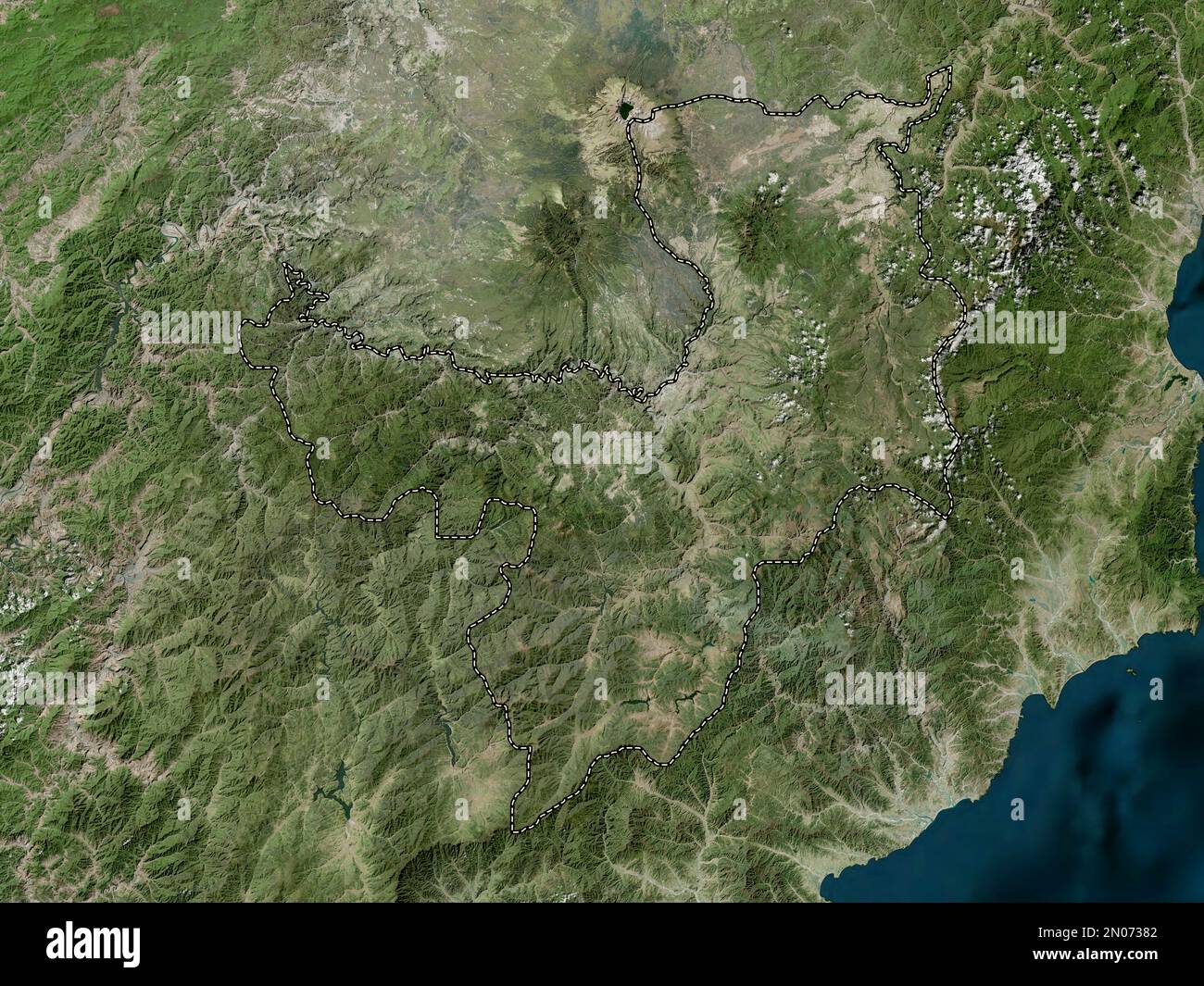 Ryanggang, province of North Korea. High resolution satellite map Stock ...