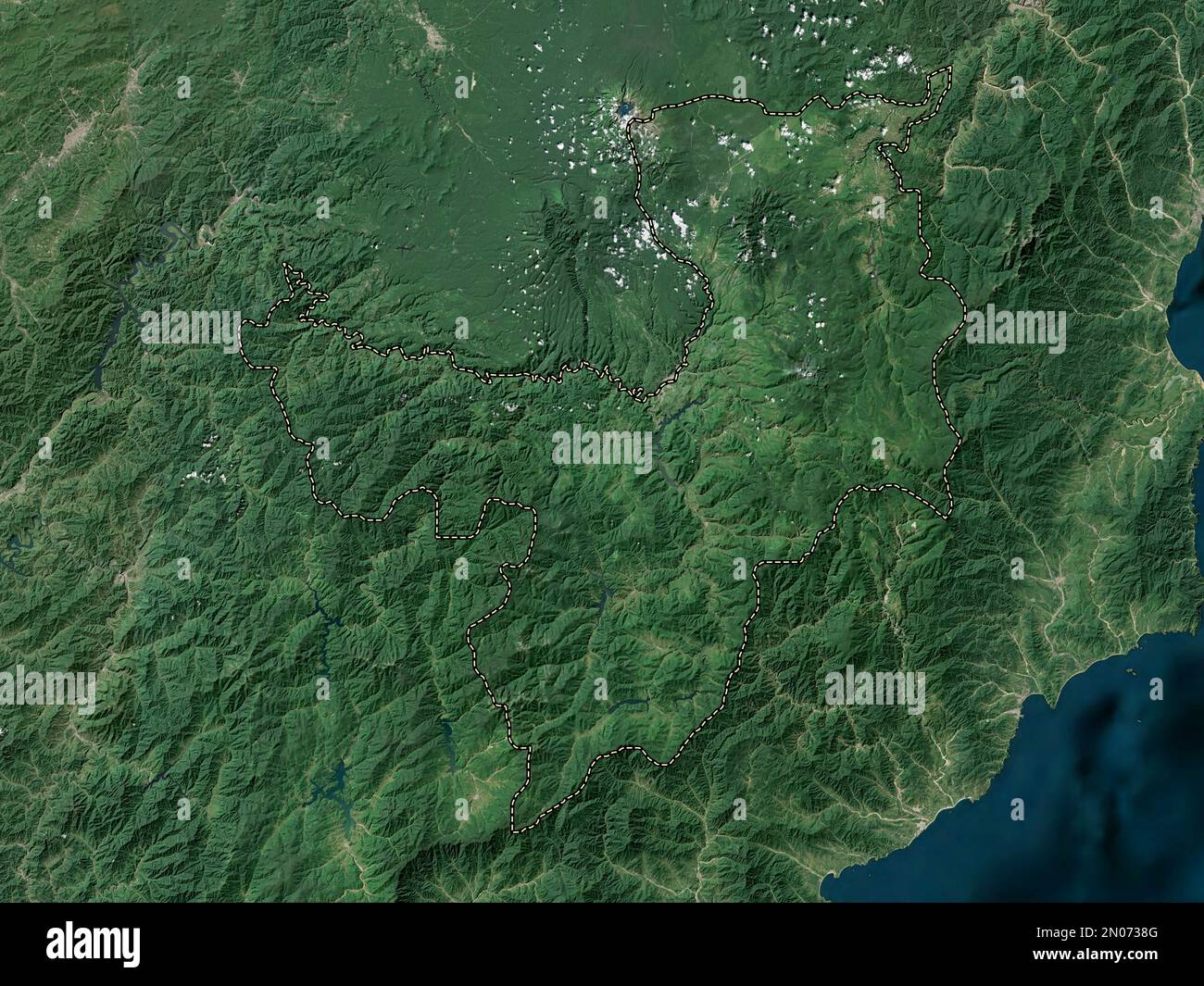 Ryanggang, province of North Korea. Low resolution satellite map Stock ...