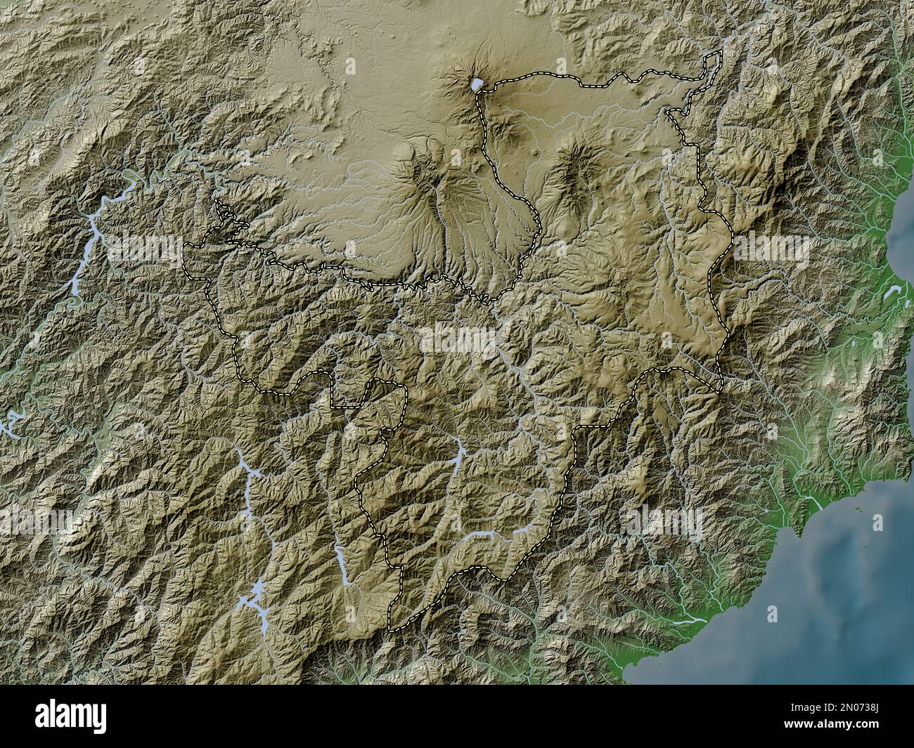 Ryanggang, province of North Korea. Elevation map colored in wiki style ...