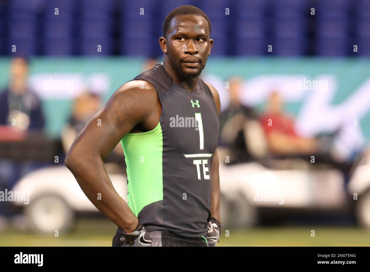 South Carolina tight end Jerell Adams is seen at the NFL football ...