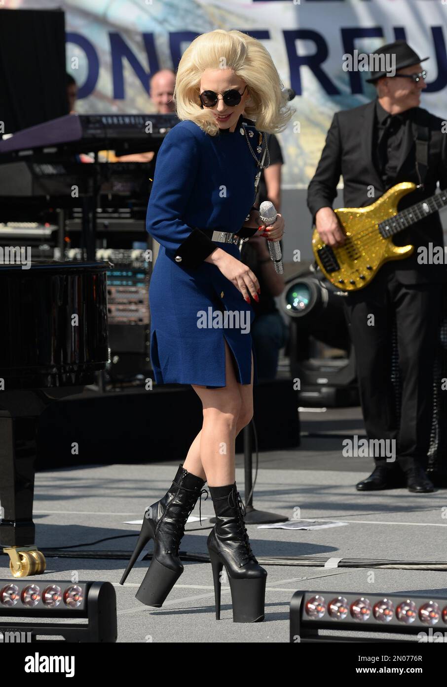 Lady Gaga on stage during Elton John's live show on the Sunset Strip ...