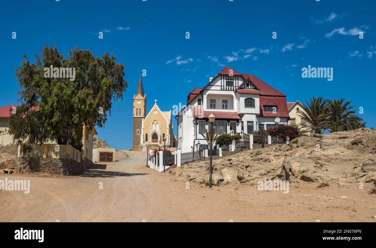 Colorful houses in Luderitz, german style town in Namibia Stock Photo ...