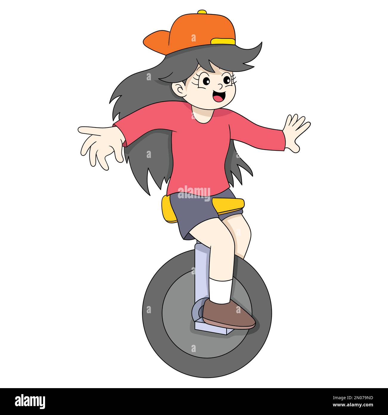 tomboy girl playing coach riding a unicycle Stock Vector Image & Art ...