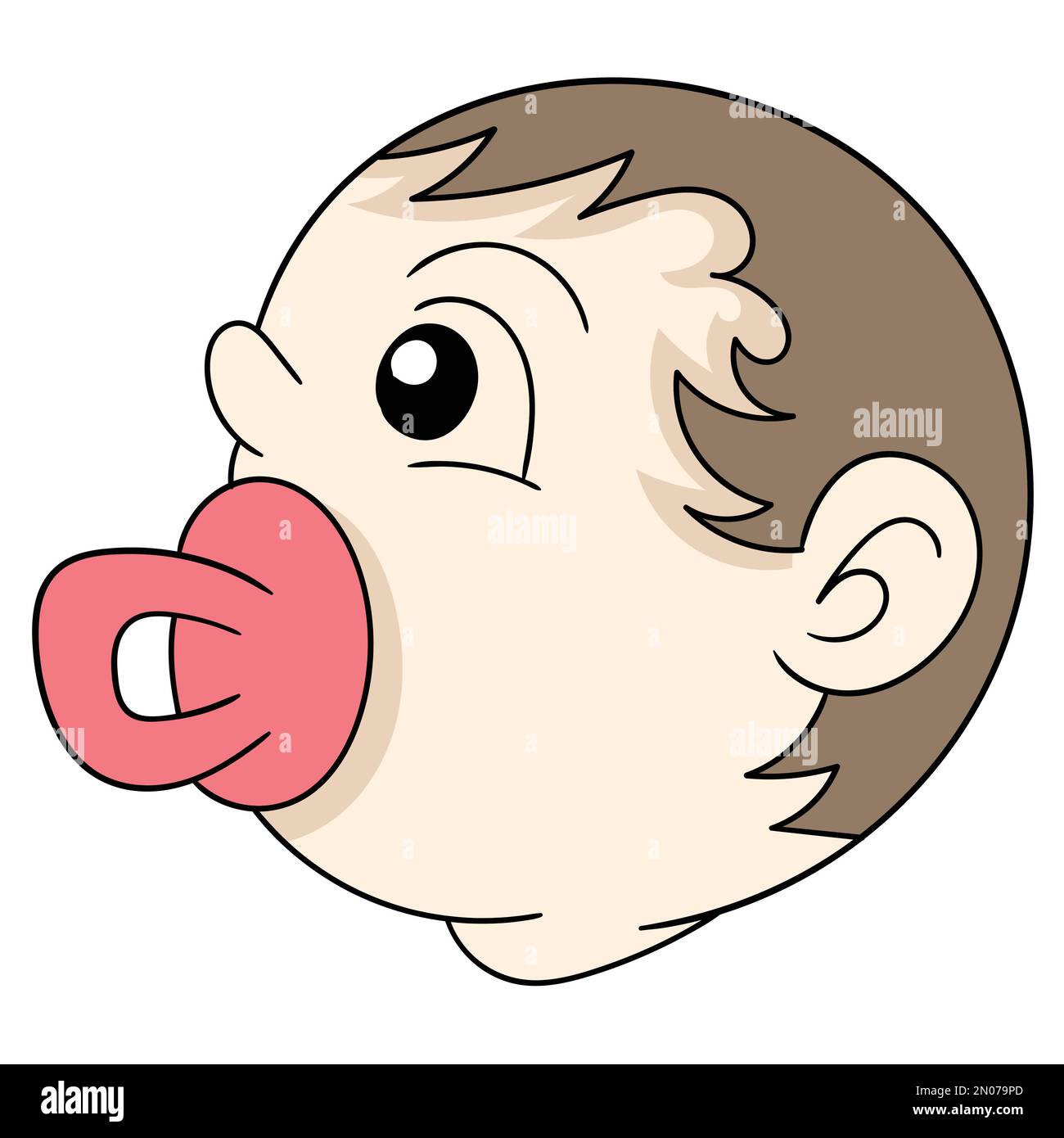 friendly baby boy head emoticon with sucker in his mouth Stock Vector ...