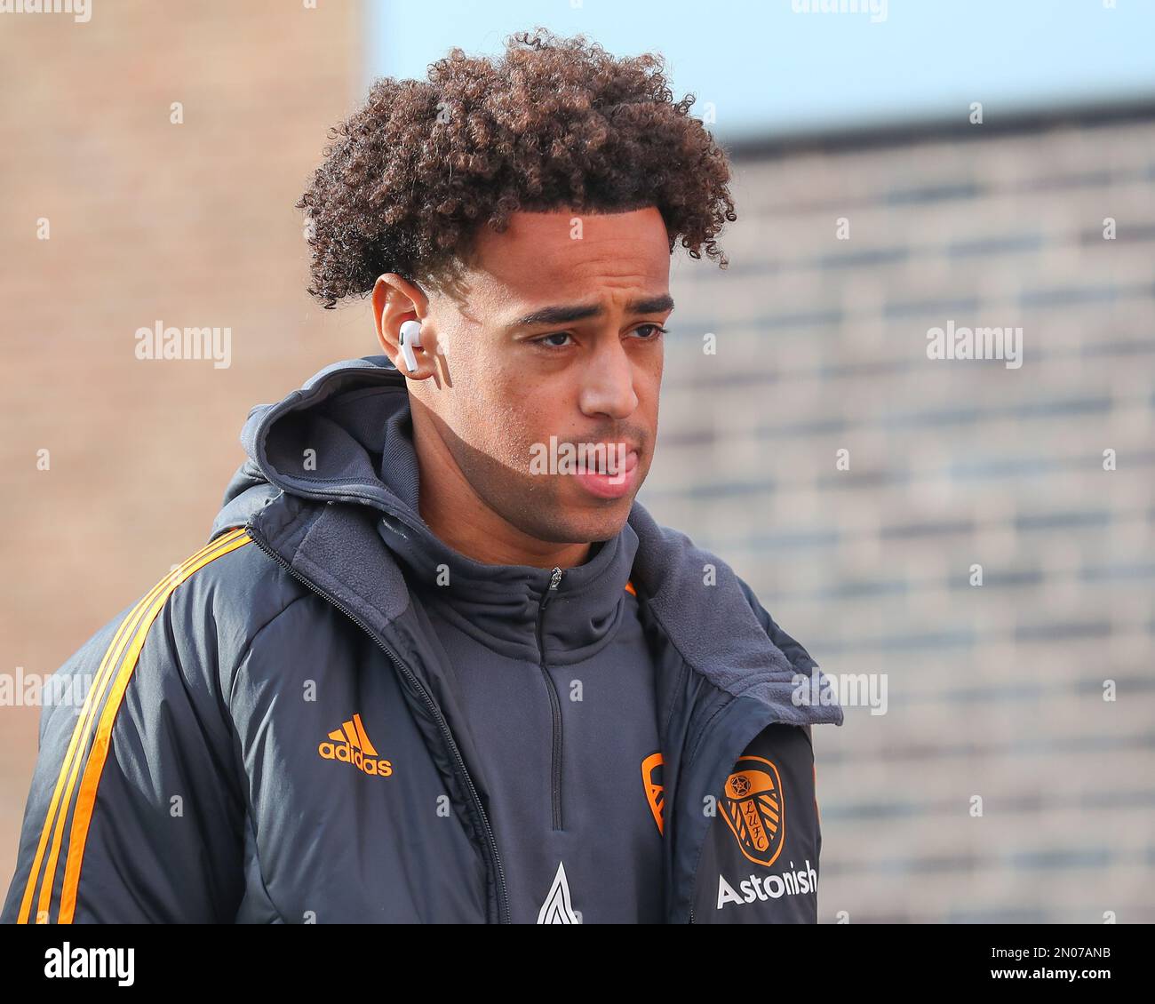 Tyler Adams #12 of Leeds United arrives ahead of the Premier League ...