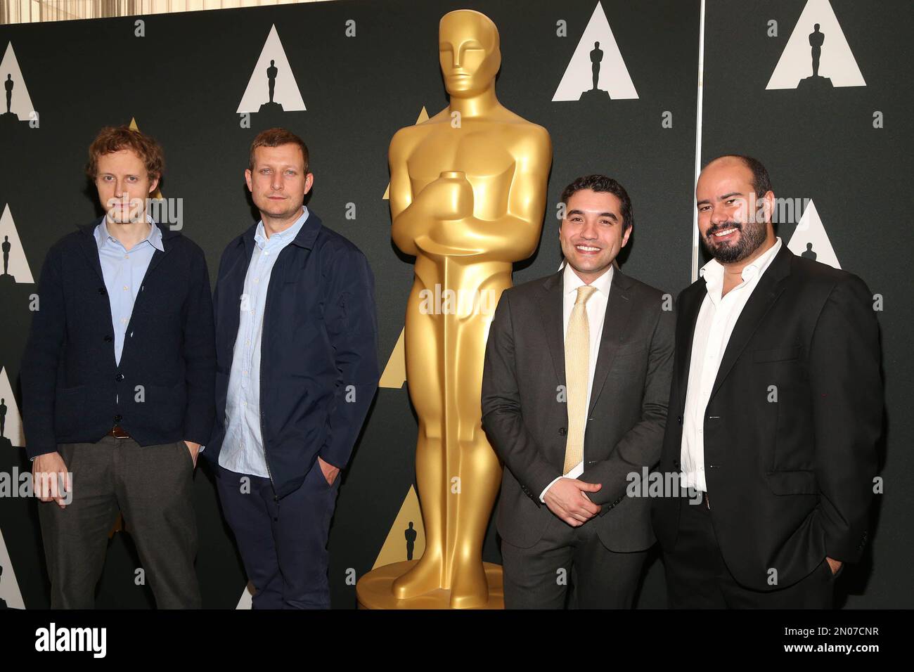 László Nemes, left, Tobias Lindholm, Naji Abu Nowar and Ciro Guerra ...