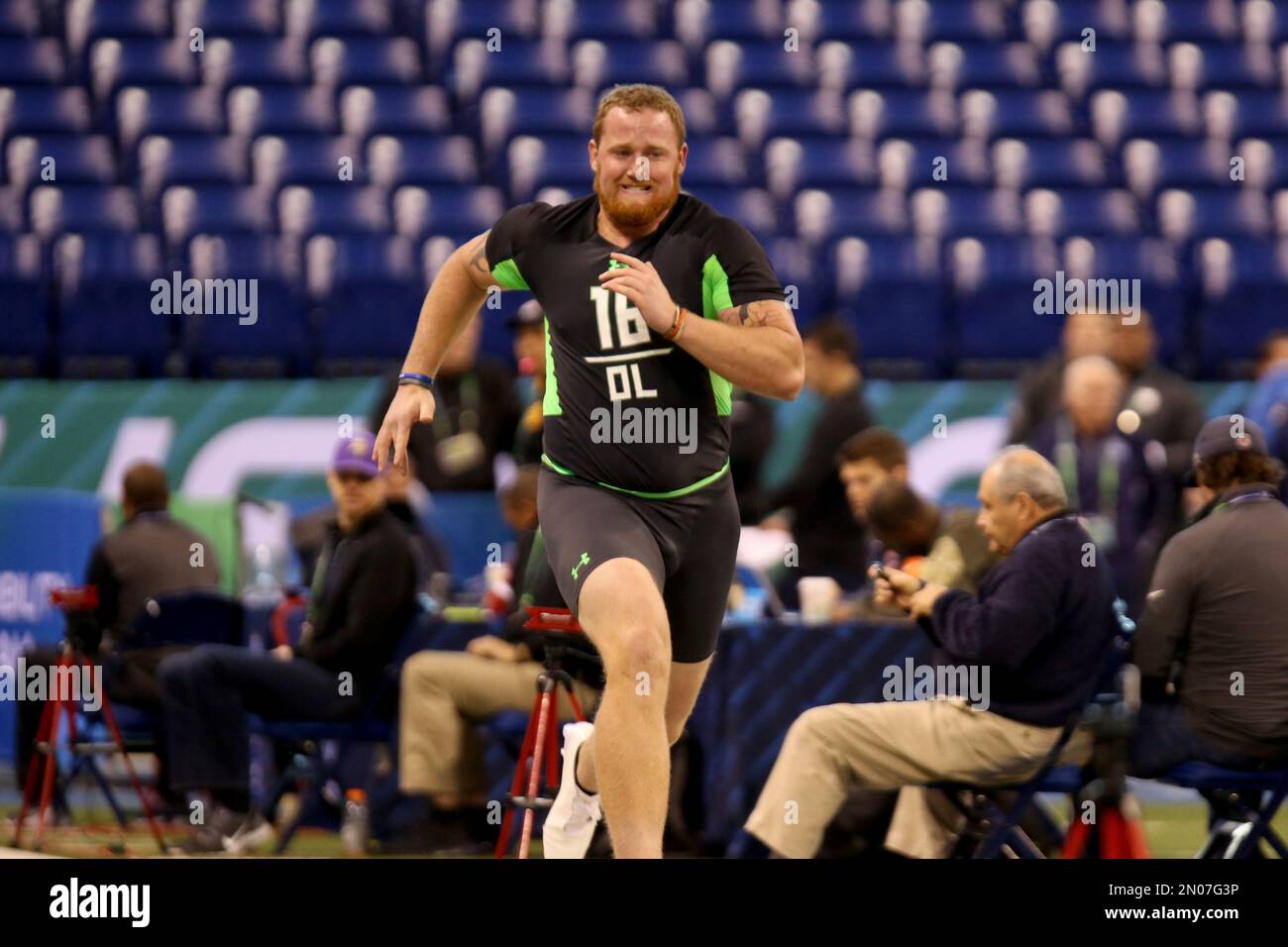 Cincinnati offensive lineman Parker Ehinger during the 40 yard dash at ...