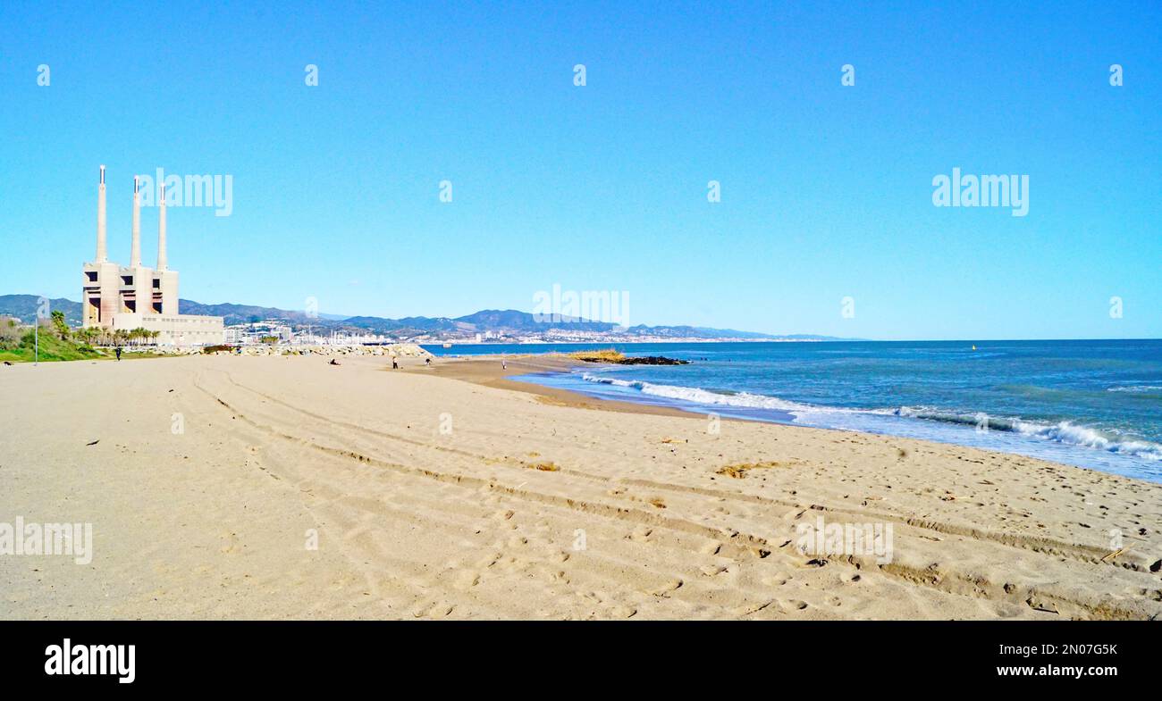 Gardens and beach of Sant Adria del Besos, Barcelona, Catalunya, Spain ...