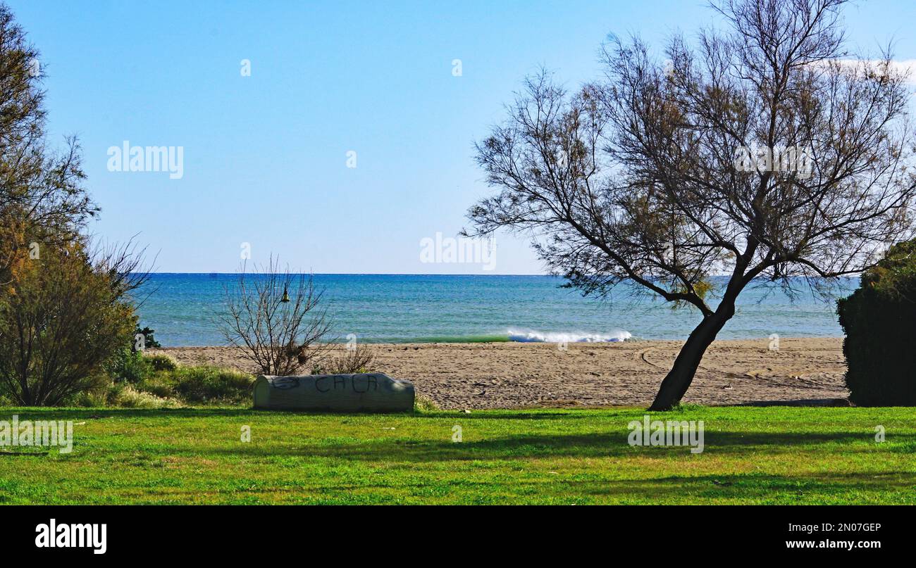 Gardens and beach of Sant Adria del Besos, Barcelona, Catalunya, Spain ...