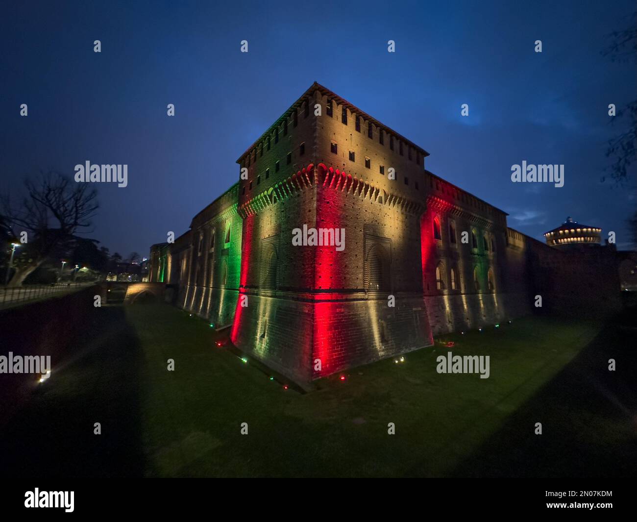 an amazing photo of the "Sforzesco Castle" illluminated, at dawn, Milan ...