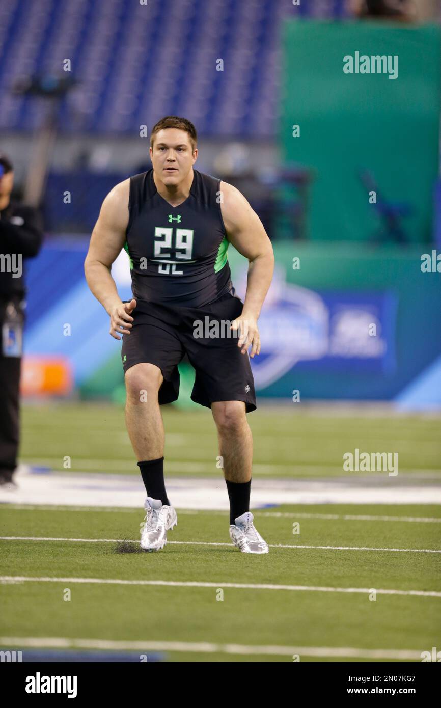 Notre Dame offensive lineman Nick Martin runs a drill at the NFL ...