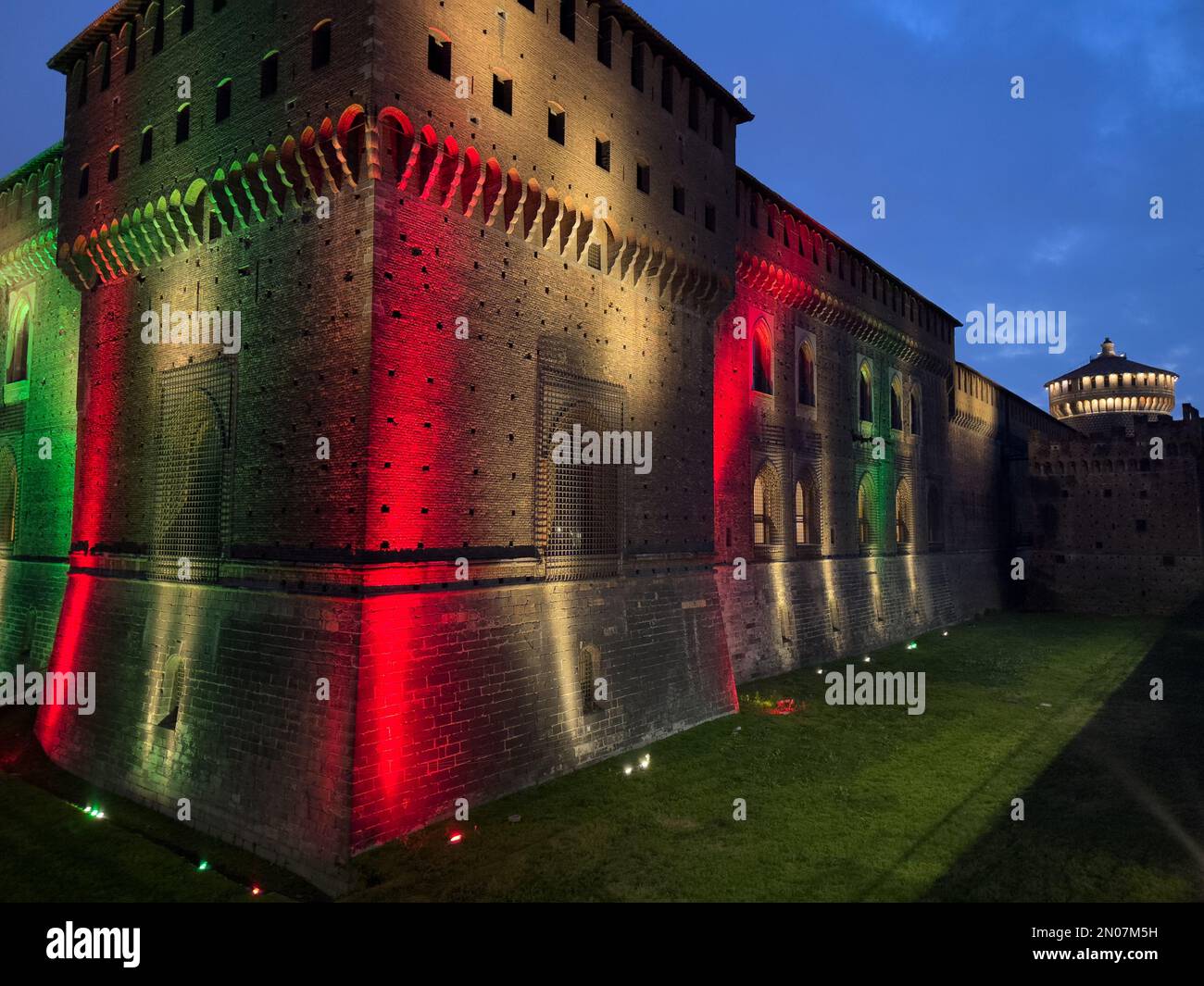 an amazing photo of the "Sforzesco Castle" illluminated, at dawn, Milan ...