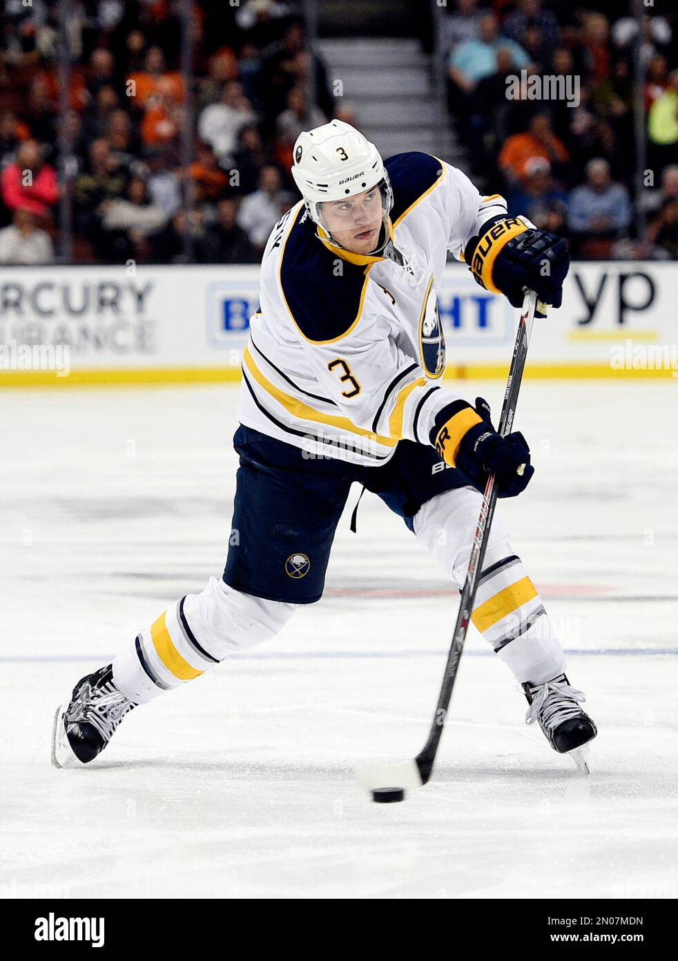Buffalo Sabres defenseman Mark Pysyk (3) attempts a shot during the ...
