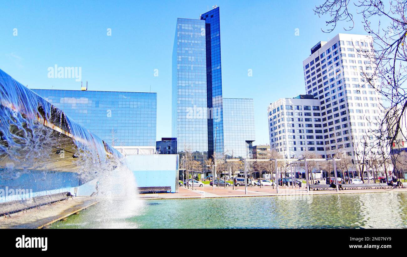 Catalunya park and urban landscape gardens and modern architecture in ...