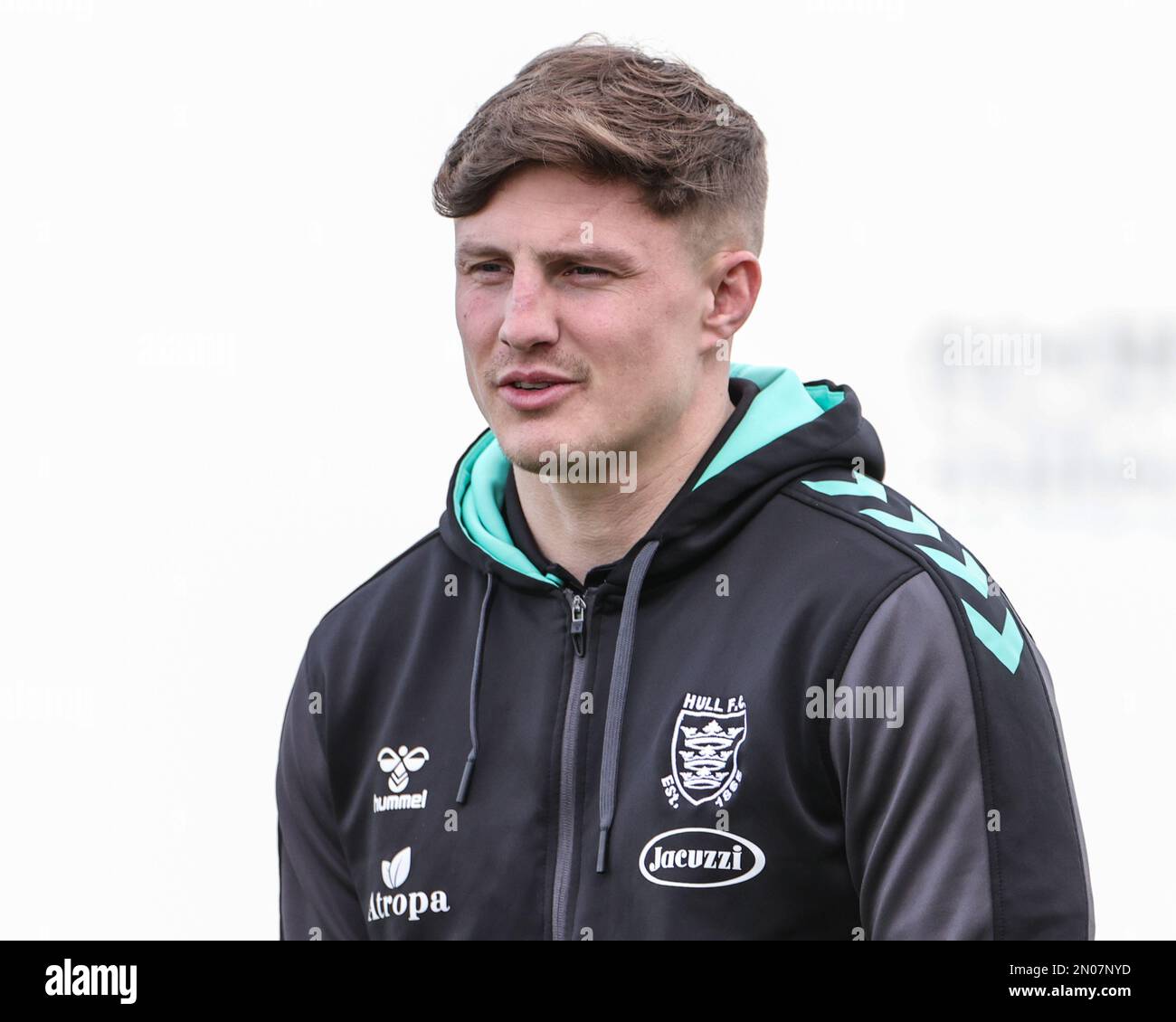 Wakefield, UK. 05th Feb, 2023. Liam Sutcliffe #4 of Hull FC arrives at ...